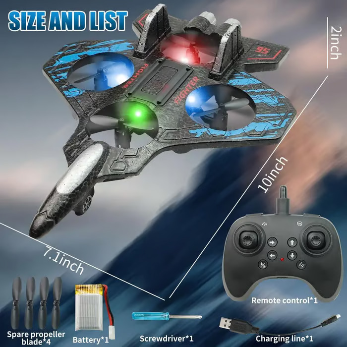 RC Stunt Fighter Jet Toy for Kids with 360° Flips & LED Lights – Gadget ...