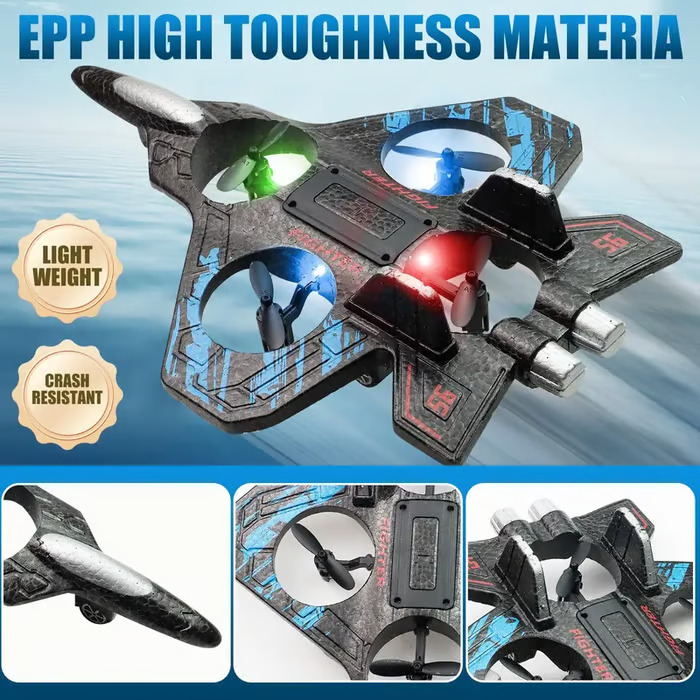 RC Stunt Fighter Jet Toy for Kids with 360° Flips & LED Lights – Gadget ...