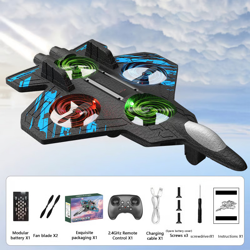RC Stunt Fighter Jet Toy for Kids with 360° Flips & LED Lights – Gadget ...